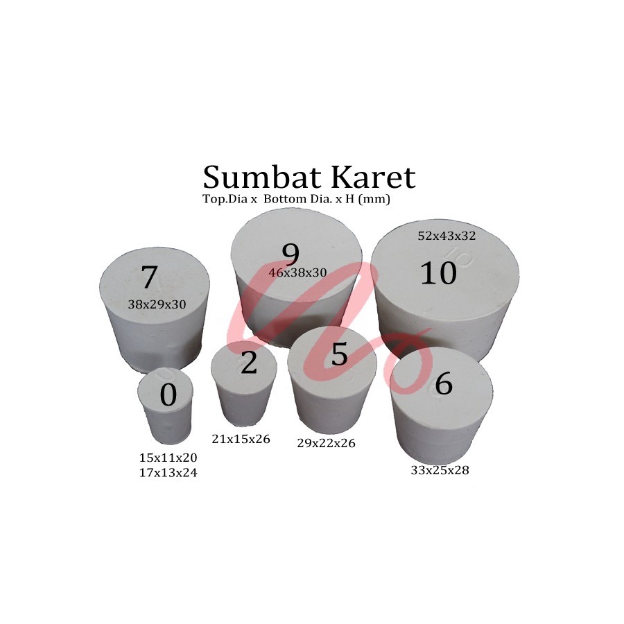 Jual Sumbat Karet Putih, Sumbat Labu, Sumbat Tabung Reaksi No.000 - 7 ...