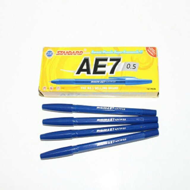Jual PULPEN BALLPOINT STANDARD AE 7 HITAM / BIRU / MERAH GROSIR TERMURAH xz | Shopee Indonesia