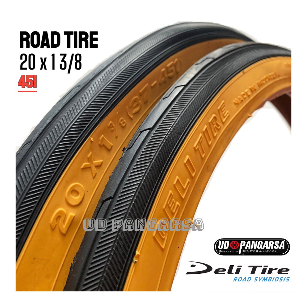 Jual Ban Luar Sepeda Deli tire hitam list kuning 20 inch 20 x 1.3/8 451 tan wall Lipat Minion ...
