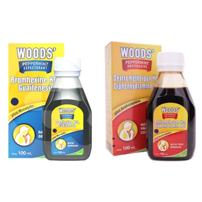 Jual woods wood obat batuk mont peppermint biru expectorant merah ...