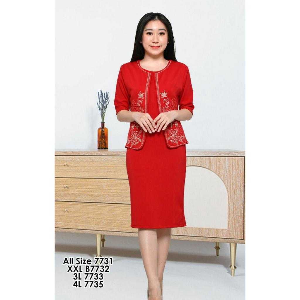 Jual New Ester Dress Blazer kombinasi Bordir bunga scuba strech Premium ...