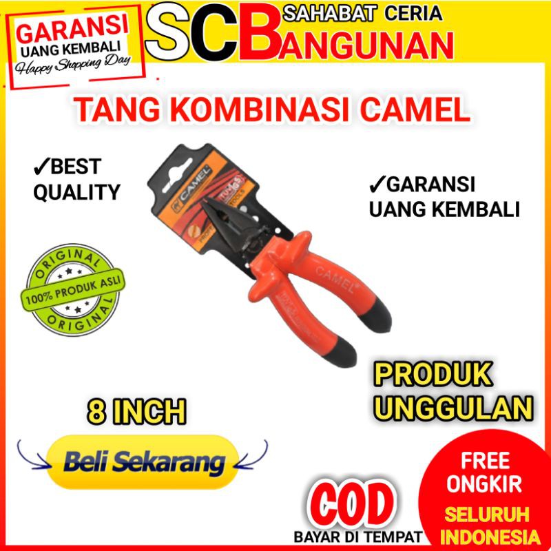 Jual Tang Kombinasi Tegangan Tinggi Listrik Combination Plier Camel ...