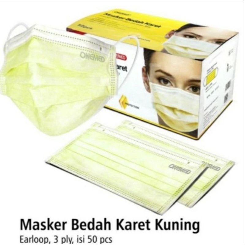 Jual Masker Bedah Karet Earlop Onemed Warna Kuning Box 50 Pcs | Shopee ...