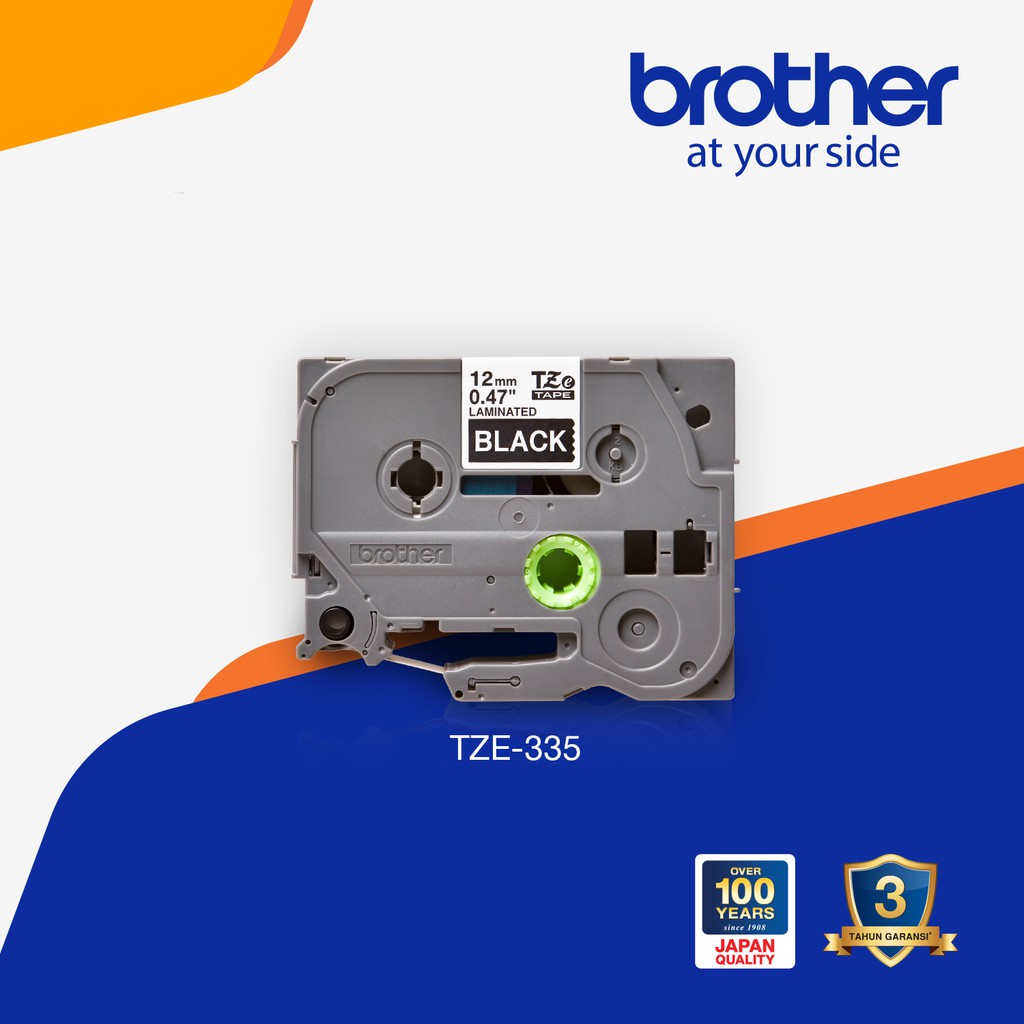 Jual Brother Label Tape TZE-335 Laminated Tapes White on Black 12mm - Original | Shopee Indonesia