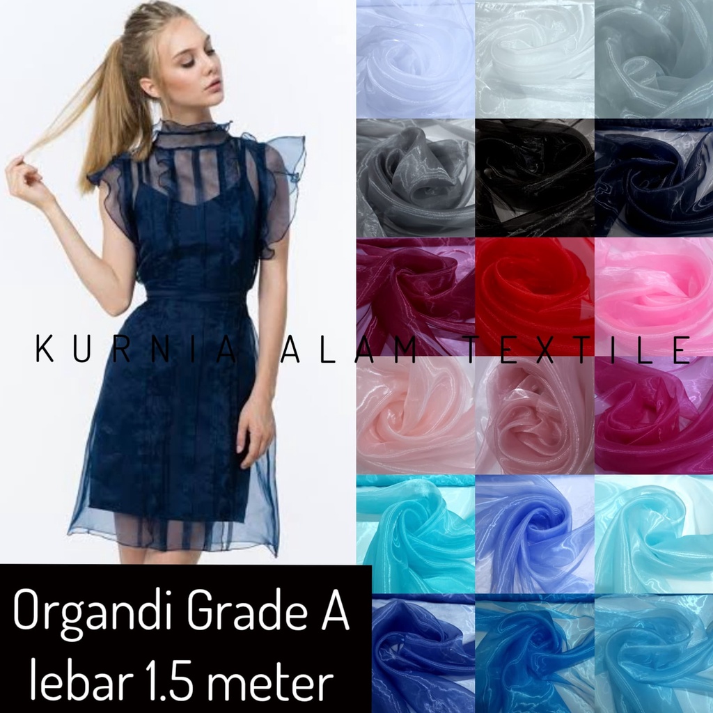 Jual Kain Organdi Kaca Polos METERAN Bahan Dress Hijab Dekorasi PREMIUM ...