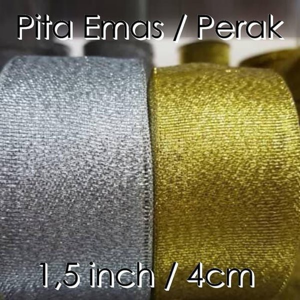Jual Pita Gold, Pita Silver Besar, Pita 4 cm Gliter Mengkilap | Shopee ...