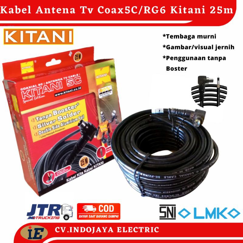 Jual Kabel Antena Tv Kitani Coaxial 5C+Jek 25 Meter Full Tembaga Kabel Tv Ke Antena Kabel Antena ...