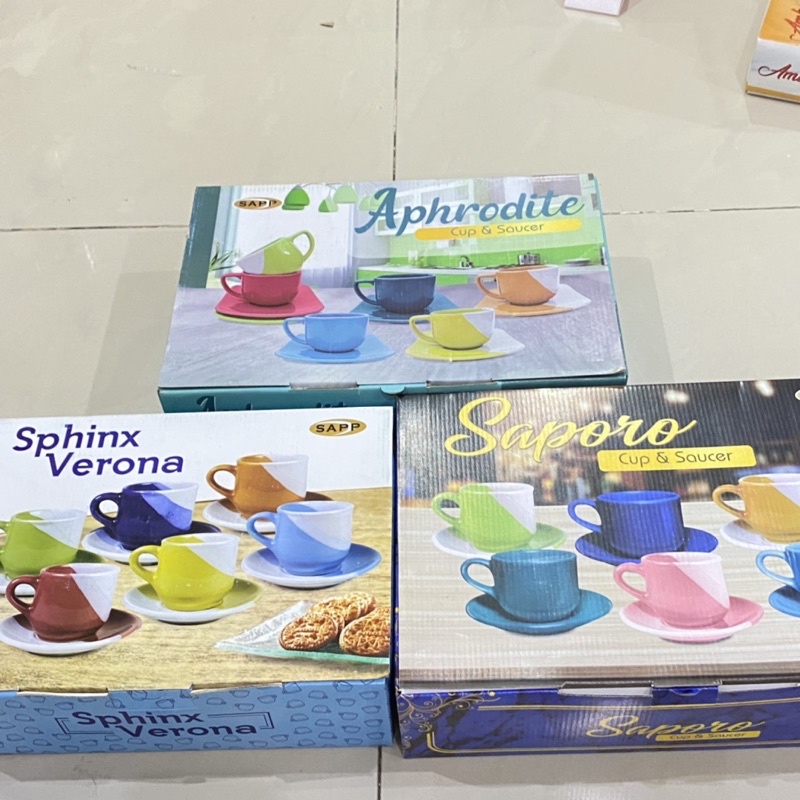 Jual satu set cangkir keramik two tone isi 12 pcs | Shopee Indonesia