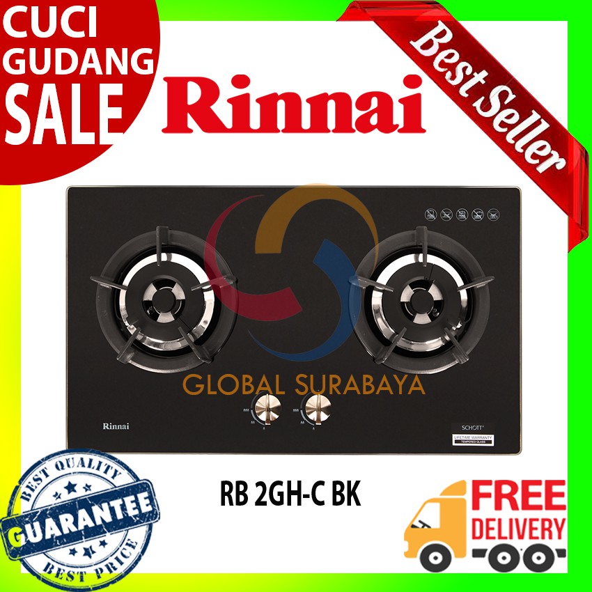 Jual Kompor Tanam Gas Rinnai 2 Tungku - RB 2GH C (BK) | Shopee Indonesia