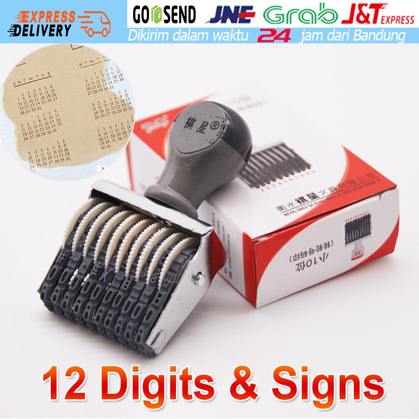 Jual 12 Digits Stempel LUNAS + Tanggal Date Stamp Nomor 0-9 ukuran 4 ...