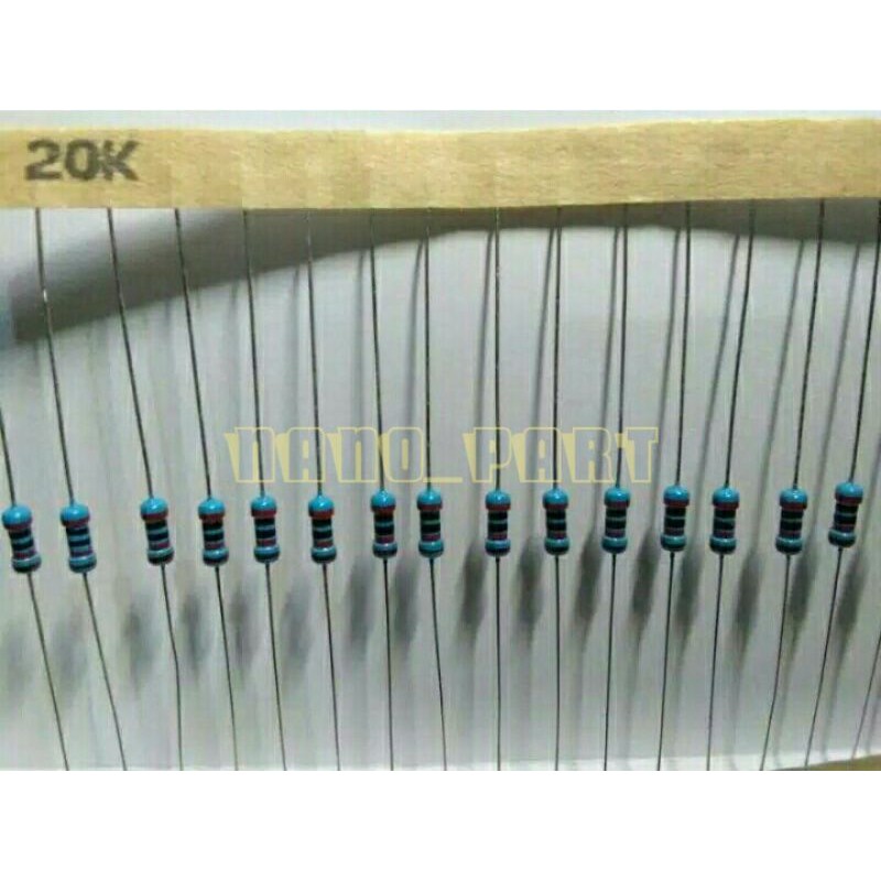 Jual 10pcs resistor 1/4 watt 10k 12k 13k 15k 18k 20k metal film ...