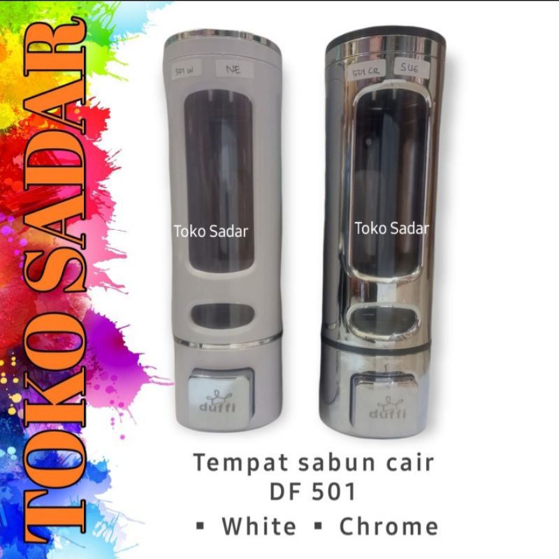 Jual tempat sabun cair dispenser shampo bulat silinder DF501 chrome putih | Shopee Indonesia