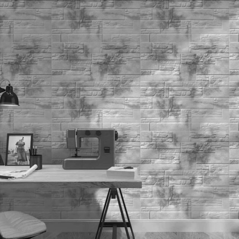 Jual wallpaper sticker foam 3D permukaan timbul motif Batu alam marmer ...