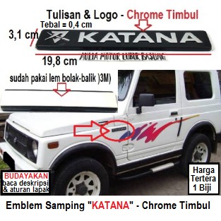 Jual emblem tulisan suzuki katana tulisan chrome timbul + logo - 1 buah | Shopee Indonesia