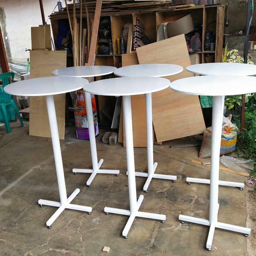 Jual Meja Cafe Resto Bulat Diameter 60cm Tinggi 110cm Meja Bar | Shopee Indonesia