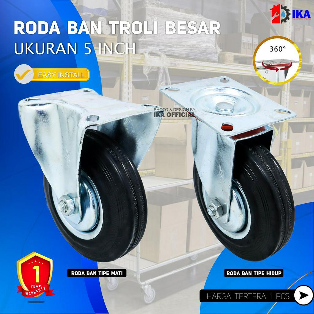 Jual Roda Karet 5 inch Ban Hidup dan Mati / Xander Roda Troli / Roda ...