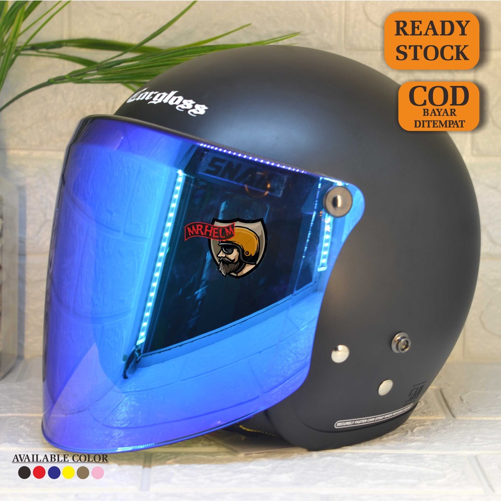 Jual HELM CARGLOSS RETRO ORIGINAL + VISOR SNAIL FLAT IRIDIUM BLUE ...