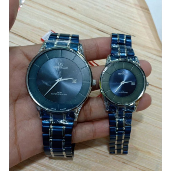 Jual Jam Tangan Mirage Couple original biru combinasi silver (Harga ...