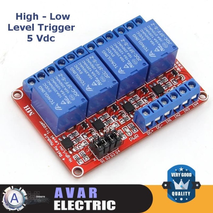 Jual Relay Module 4 Ch Channel 5V DC hi-lo high-Low Level Trigger ...