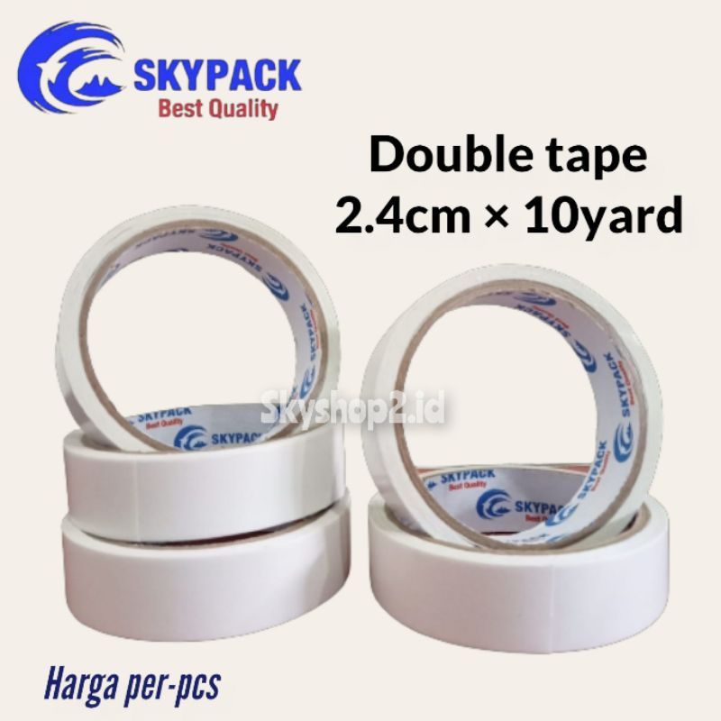 Jual DOUBLE TAPE SKYPACK UK. 2.4CM × 10Y / HARGA PER - PCS | Shopee ...