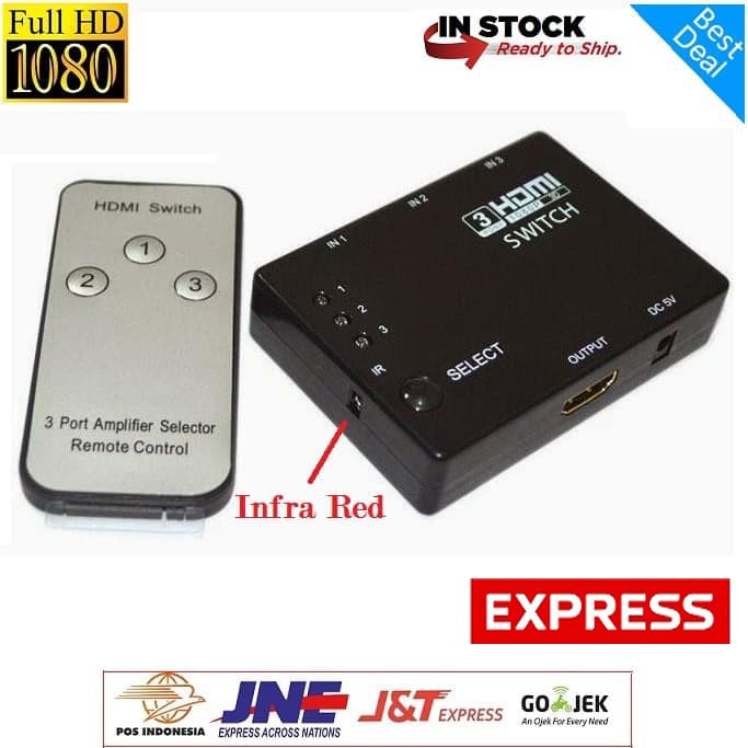 Jual HDMI SWITCH 3 PORT FULL HD 1080P WITH REMOTE - HDMI SWITCHER ...