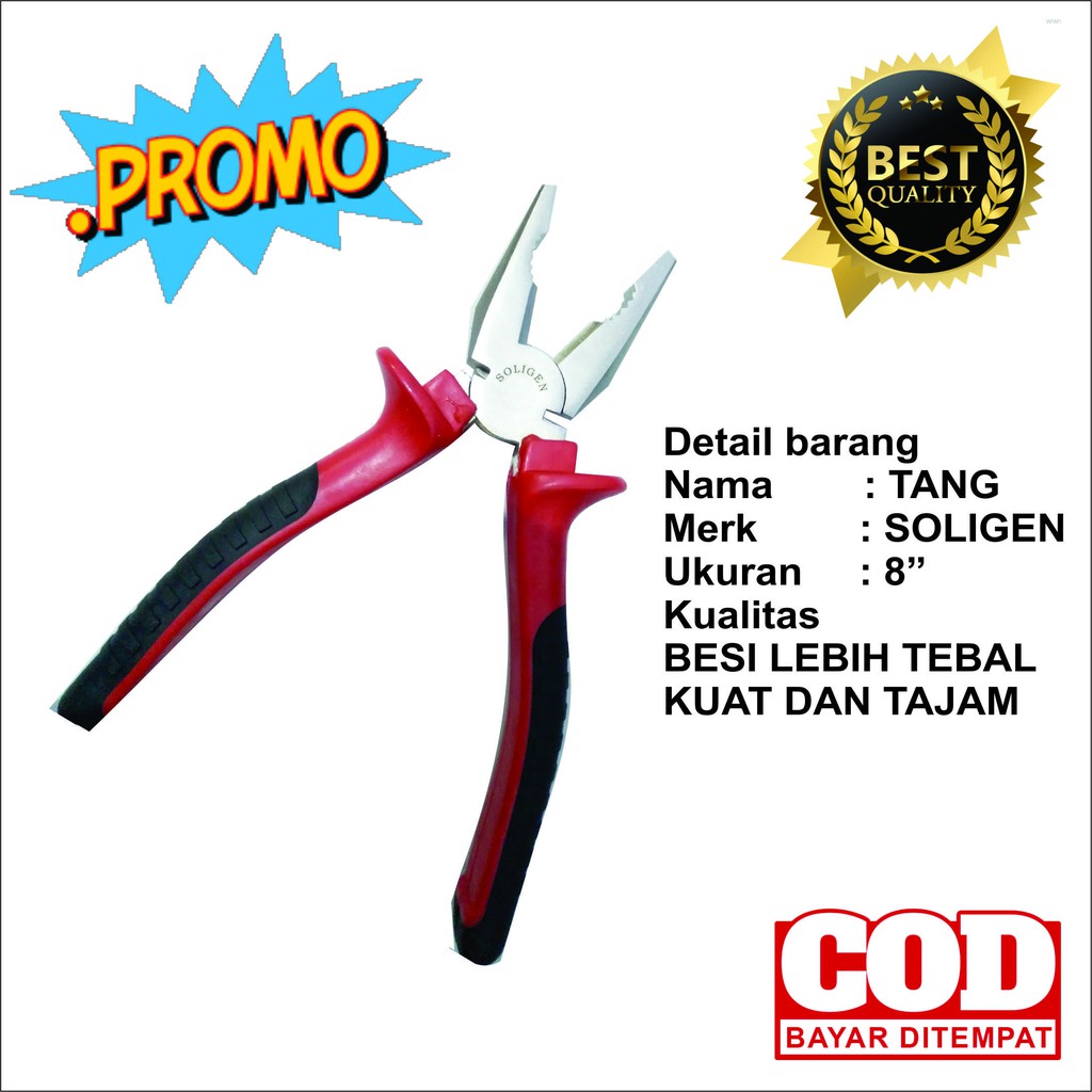 Jual promo terbaru tang alat tukang merk soligen ukurang 8" 200 mm ...