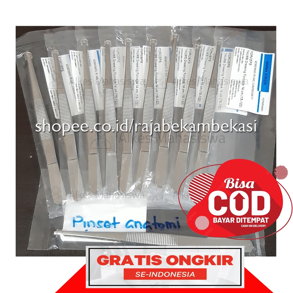 Jual Marwa - Pinset anatomis 14 cm - thumb dressing forceps 14cm ...