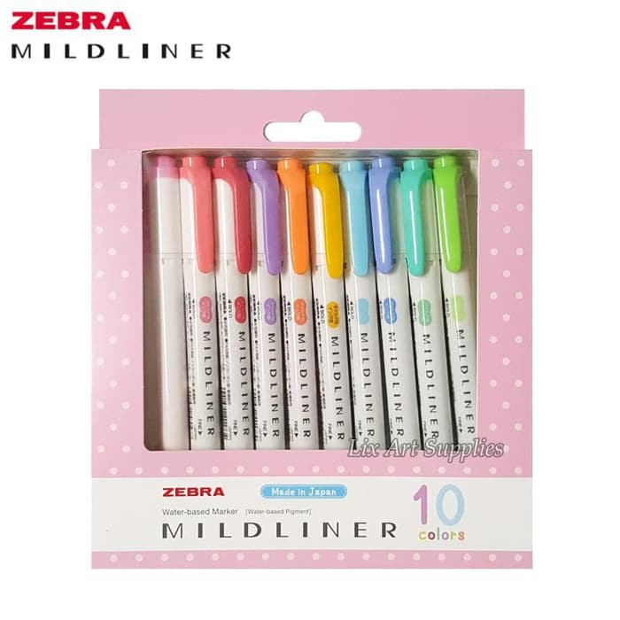 Jual Mildliner Set 10 Zebra Bold Tip & Fine Tip | 4.0 mm & 1.0 ~ 1.4 mm | Shopee Indonesia