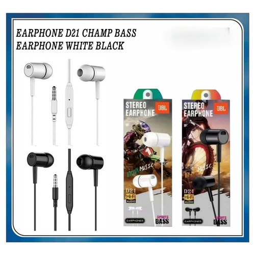 Jual HEADSET HANDSFREE EARPHONE HF STEREO + MIC D21 L29 SUPERBASS BEST SELLER PACKAGING IMPORT ...