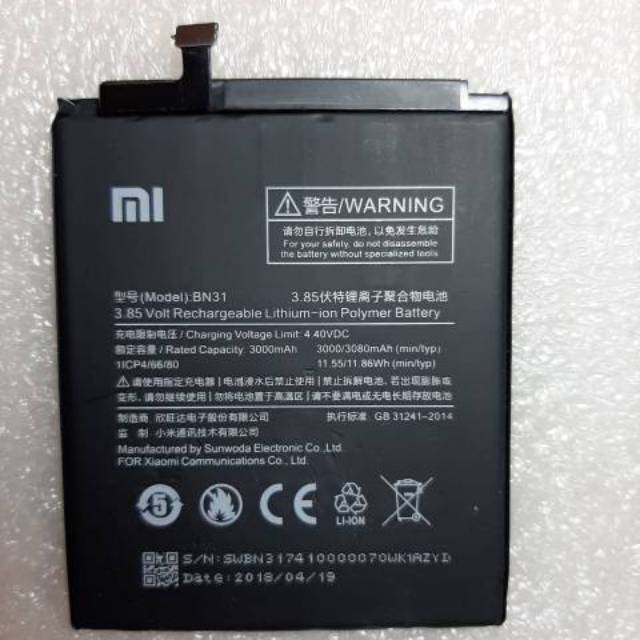 Jual Baterai BN31 Baterai Xiaomi Redmi MI5X - Redmi Note 5x - Redmi MI ...