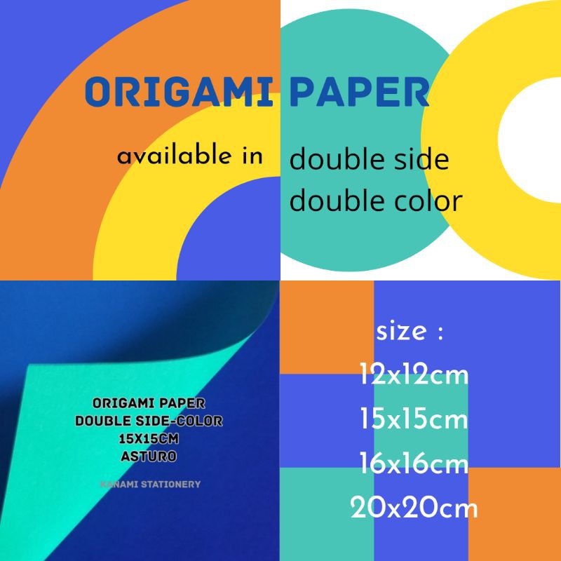 Jual Kertas Origami Paper Double Side Color 25 Sheets Dua Sisi Warna 12 ...
