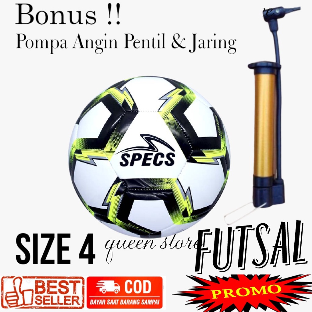 Jual Bola Futsal Size 4 Hijau Model Terbaru Bonus Pompa Pentil dan ...