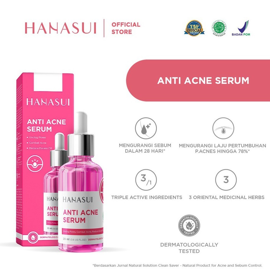 Jual Hanasui Serum Anti Acne - Pink 20ml | Shopee Indonesia