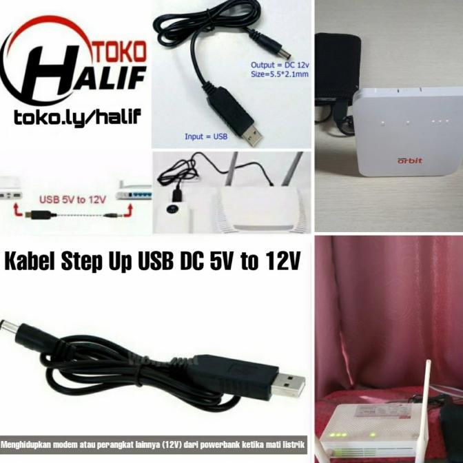 Jual KABEL STEP UP USB DC 5V TO 12V ADAPTOR POWER BANK MODEM ORBIT ...