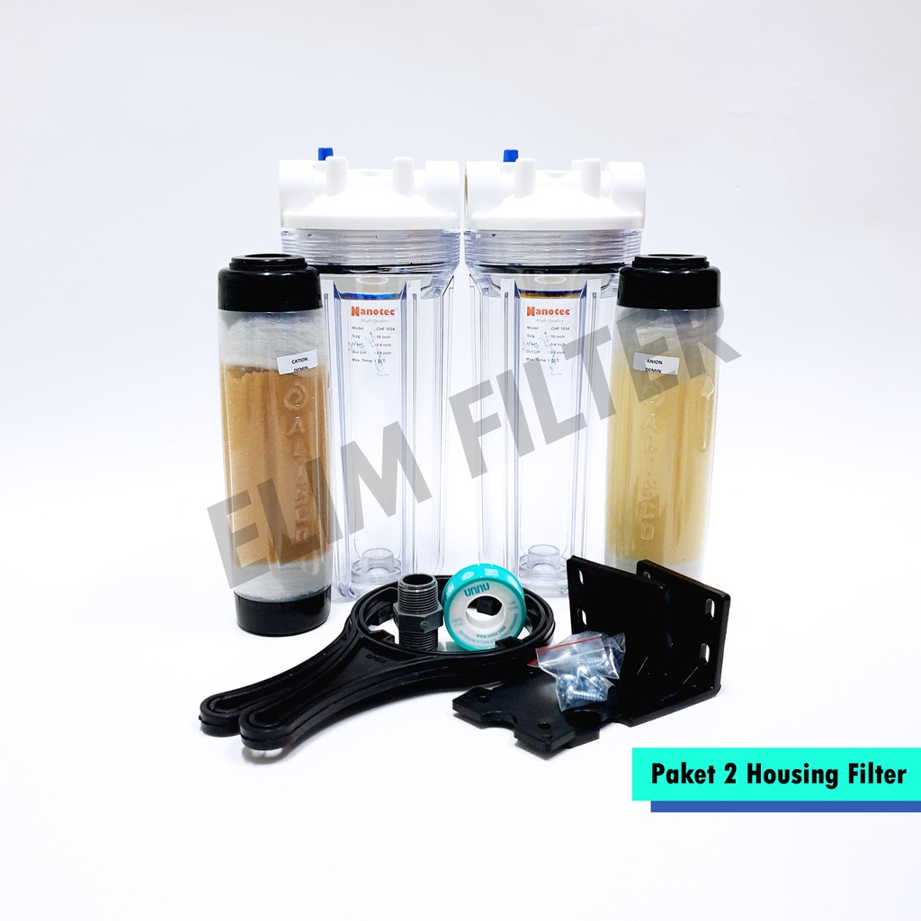 Jual Filter Air Demineralisasi 2 Housing Nanotec Clear 10 inch (Cation ...