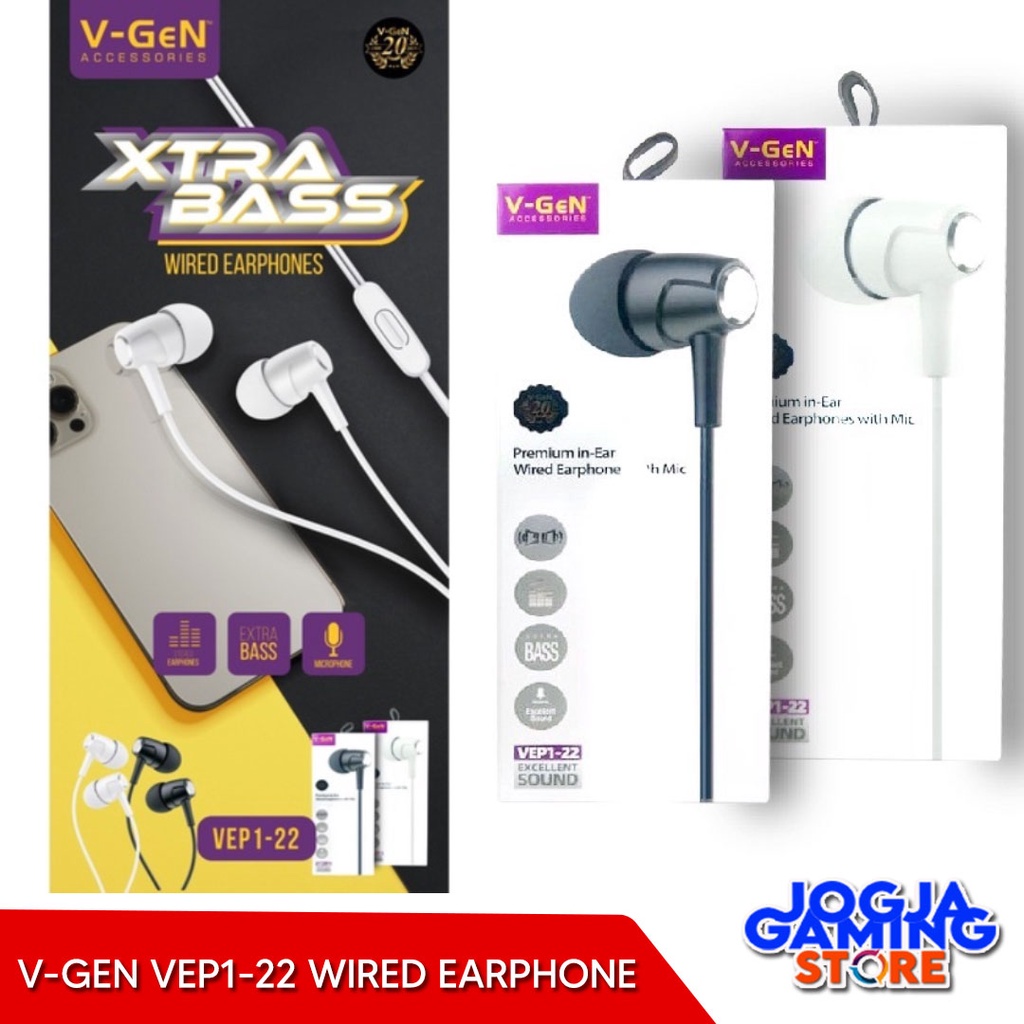 Jual HANDSFREE V-GeN VEP1-22 WIRED EARPHONE HEADSET PREMIUM SOUND VGEN ...
