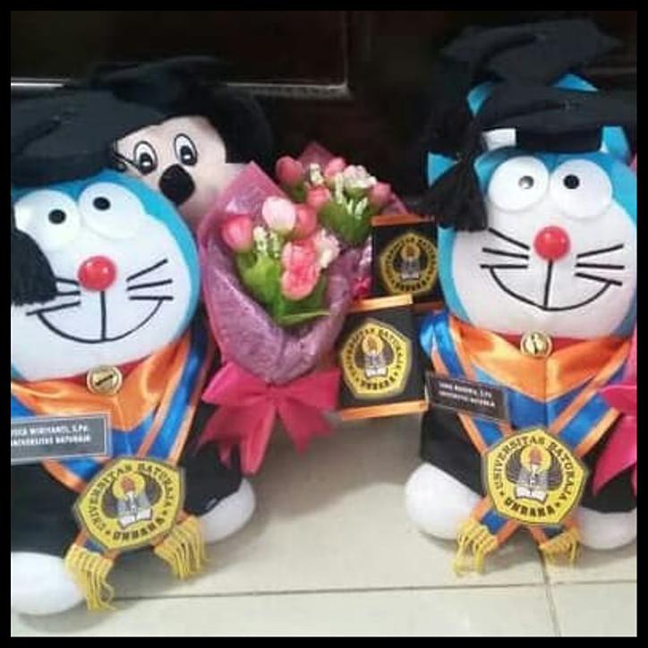 Jual Boneka wisuda doraemon + buket bunga 27cm - Senyum, bungkus ...
