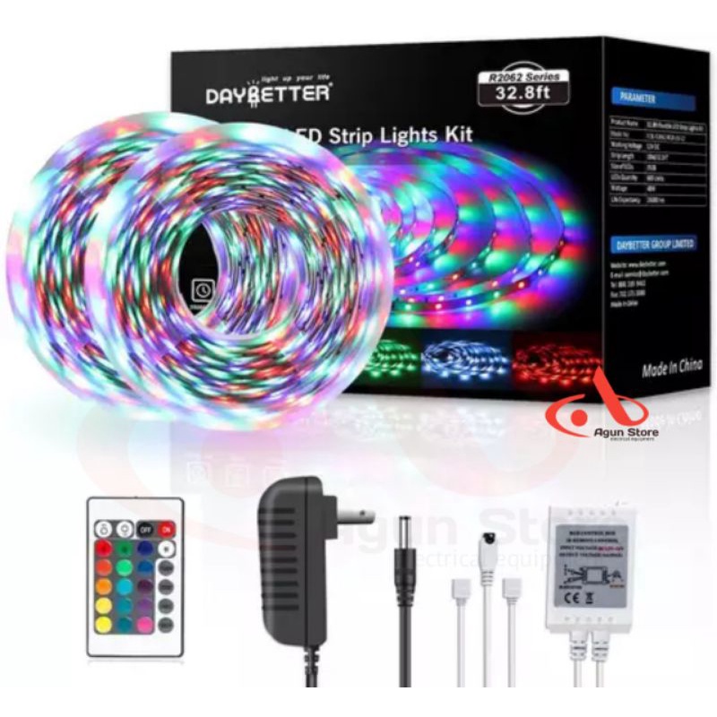 Jual Lampu Strip LED RGB 10 meter Tempel Lengkap Adaptor + Remote ...