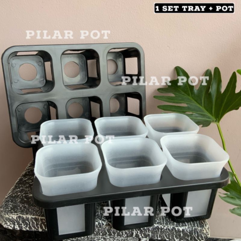 Jual 1 set Tray + POT BUNGA NKT KOTAK 7 CM BENING TRANSPARAN | tray ...
