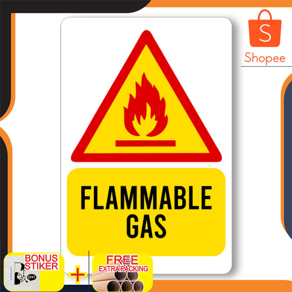Jual sign flammable gas - papan tanda ruang - awas mudah terbakar - dua ...