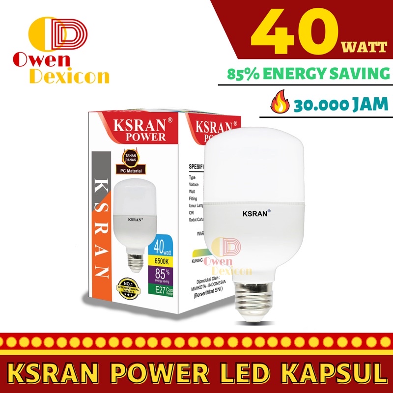 Jual Lampu LED 40 Watt KSRAN POWER LED Lamp Bohlam Kapsul Cahaya Putih Super Terang Hemat Energi ...