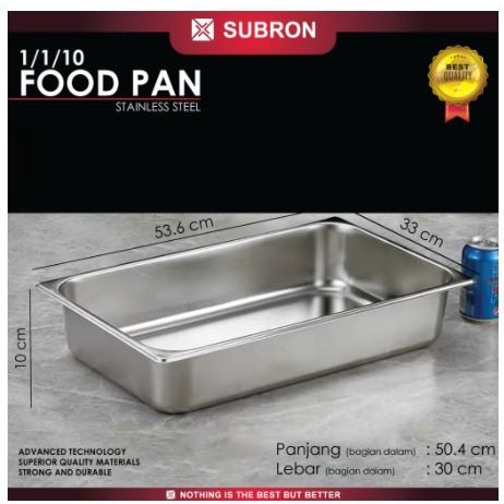 Jual Subron Food Pan 1/1/10 ukuran 33x53x10cm Wadah Saji Stainless ...