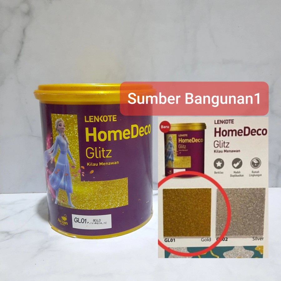 Jual Cat Tembok lis kayu gipsum LENKOTE GL01 GOLD logam gliter emas ...
