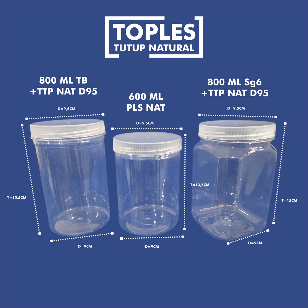 Jual Toples 800 Ml Tb + Tutup Nat D95 | Shopee Indonesia