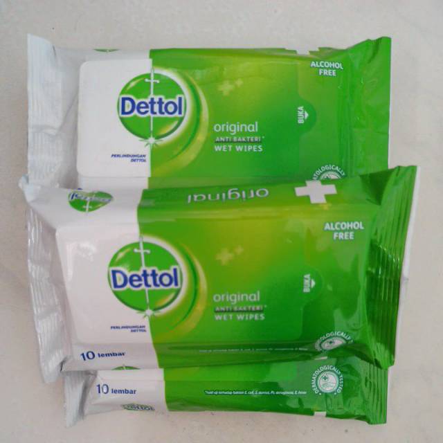 Jual DETTOL Wet Wipes original / Tissue basah Dettol anti bakteri 10s ...