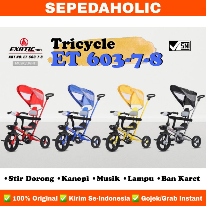 Jual Sepeda Roda 3 Tiga EXOTIC ET 603 7 8 Stir Dorong Kanopi Ban Karet ...