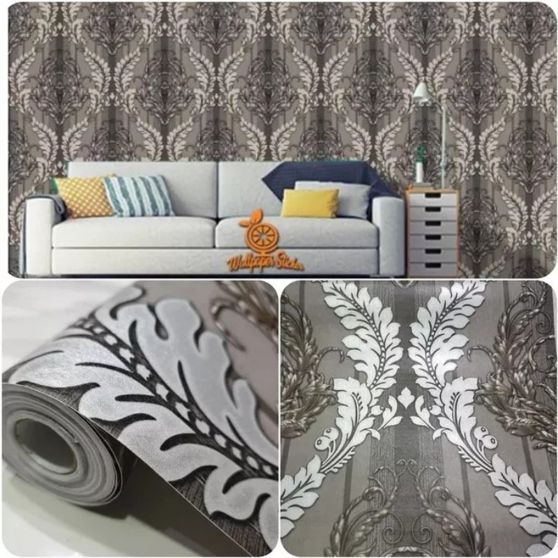 Jual wallpaper sticker dinding batik hitam silver | Shopee Indonesia