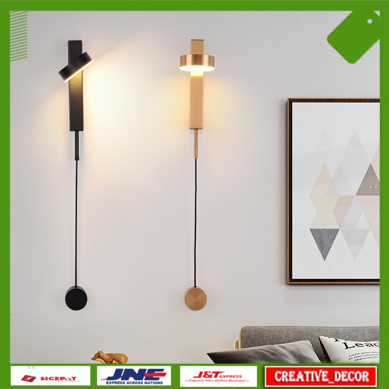 Jual Lampu Dinding Kamar Aesthetic Impor Nordic Golden Rotation Led ...