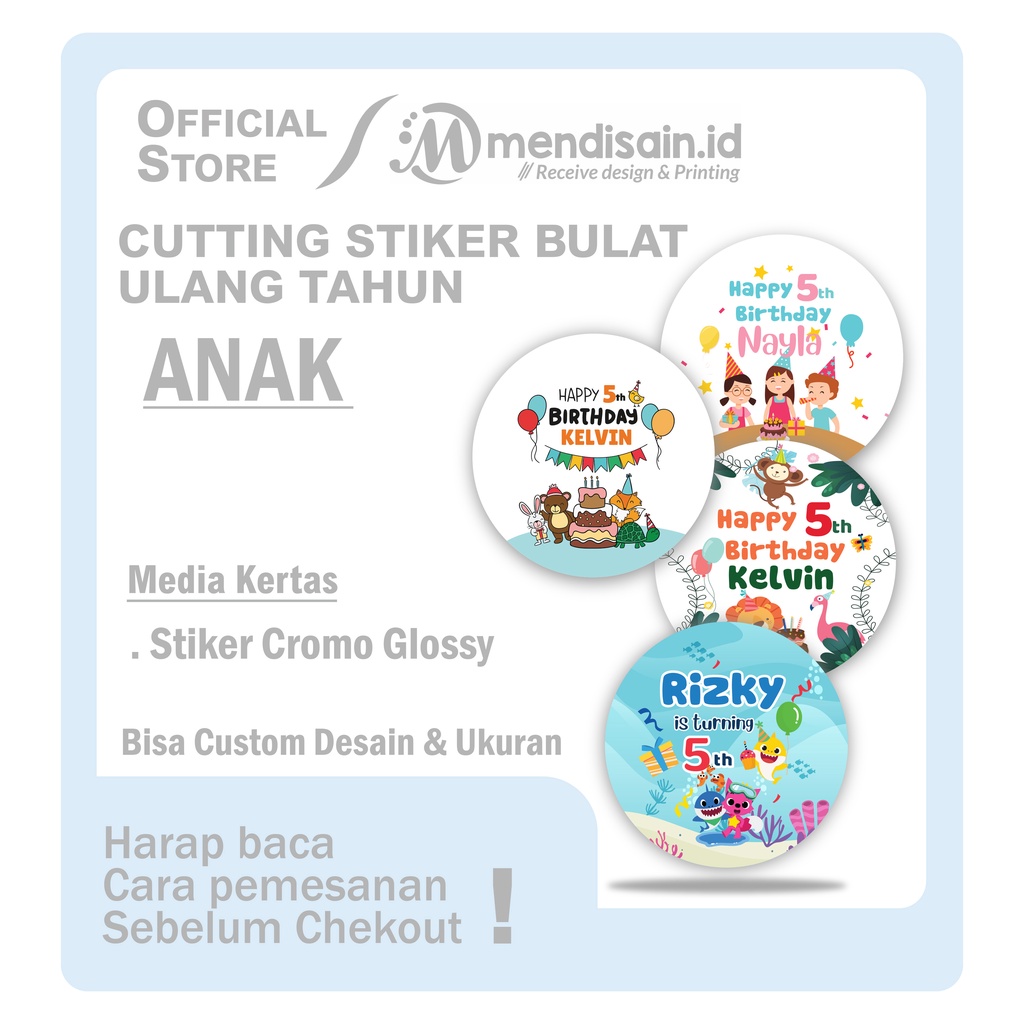 Jual Stiker Bulat Ulang Tahun Anak - Stiker Ulang Tahun - Label Ulang ...
