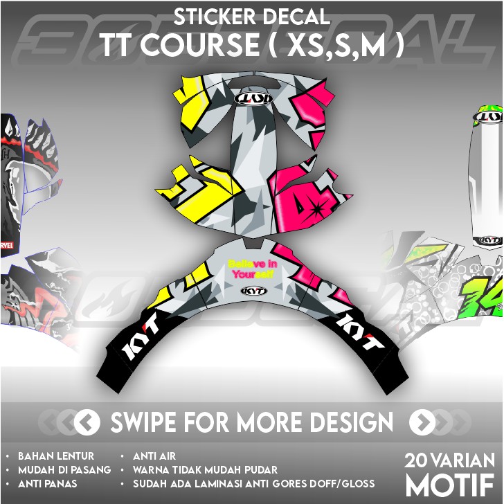 Jual Sticker Decal Helm KYT TT COURSE ( XS,S,M ) shell kecil Part 1 ...